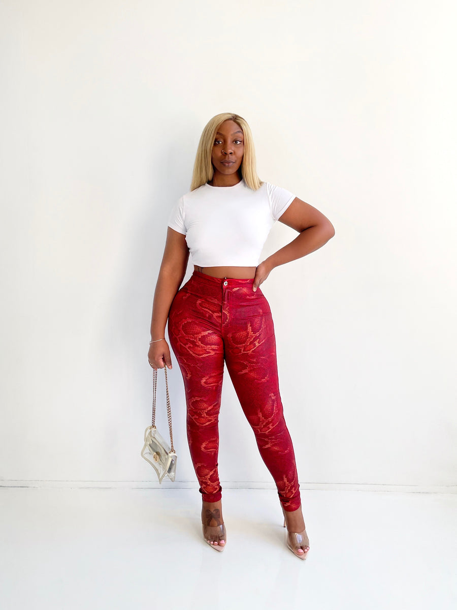Python High Waist Skinny Jeans in Red – Cocoa Brownin'